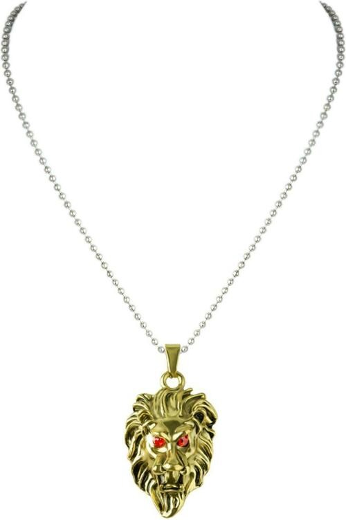 Buy Waama Jewels Gold Plated Brass King Lion Head Bikers Pendant Locket ...