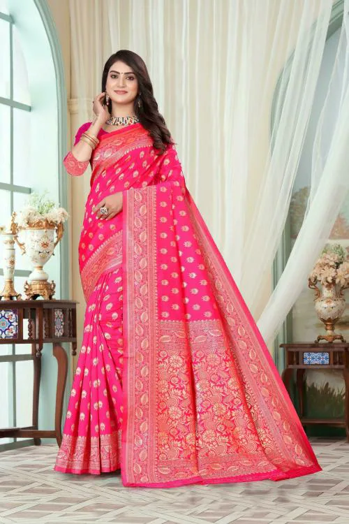 Buy WELCRON CREATION Women's Woven Banarasi Kanjivaram Soft Lichi Silk ...