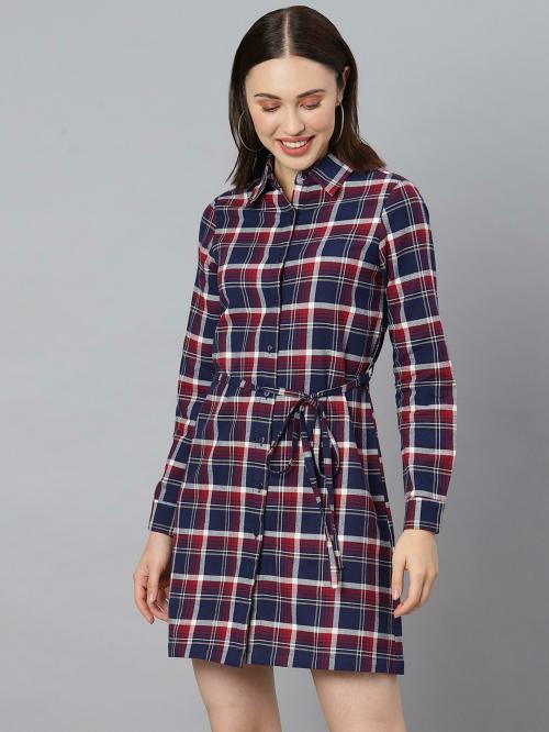 Buy StyleStone Women Navy Checks Shirt Dresses Online at Best Prices in ...