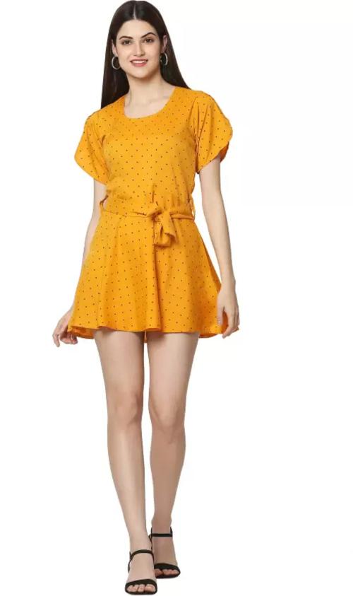 Buy Berlin Club Women Fit and Flare Yellow Dress Online at Best Prices ...