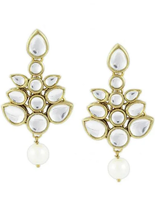 Buy Karatcart Metal White Ethnic Kundan Non Precious Metal Earrings For ...