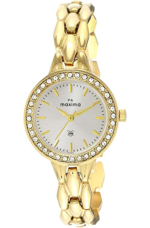 Buy Maxima Analog Silver Dial Gold Strap Watch For Women (O-64262BMLY ...