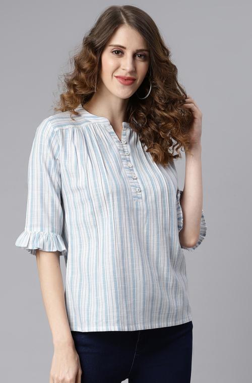 Buy Janasya Women's White Cotton Slub Top Online at Best Prices in ...