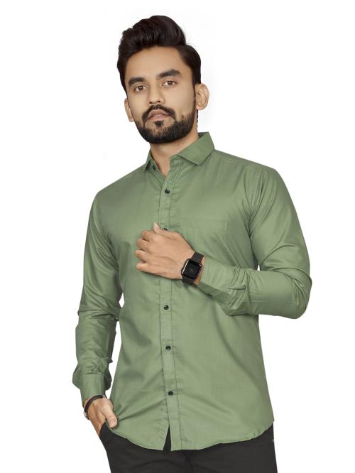 Buy NIVICK Men Slim Fit Solid Spread Collar Casual Shirt---Green---XL ...