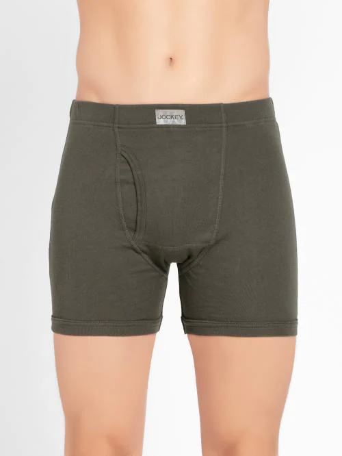 Buy Jockey 8008 Men's Deep Olive Solid Cotton Boxer Briefs Online at ...