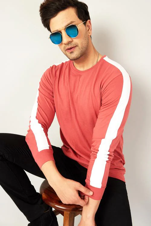 Buy GESPO Color Block Peach Casual T-Shirt Online at Best Prices in ...