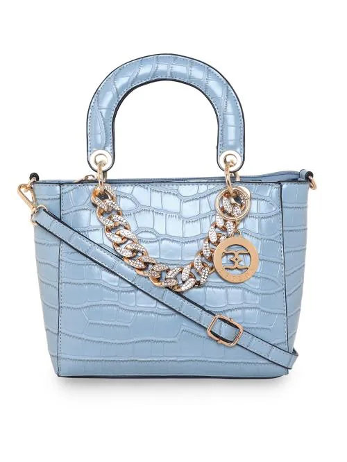 Buy ESBEDA Light Blue Color Croco Embossed Handbag For Women Online at ...