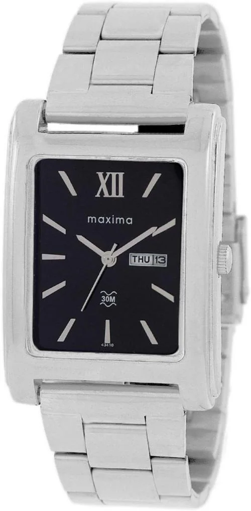 Buy Maxima Analog Black Dial Silver Strap Watch For Men (43410CMGI ...