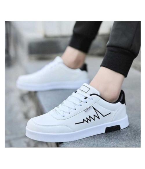 Buy Begone Trending White Heart Beat Comfortable Sports Shoe For Men ...