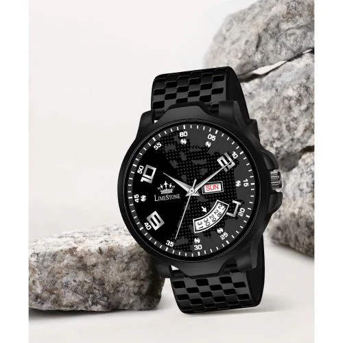 Buy LIMESTONE Analog Black Dial Black Strap Watch For Men (LS3081) Online at Best Prices in ...