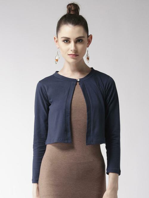 Buy Style Quotient Women Navy Blue Solid Crop Button Shrug Online at Best Prices in India - JioMart.