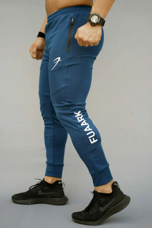 Buy Fuaark Melange Sports and Gym Jogger track pants lower for Men Blue ...