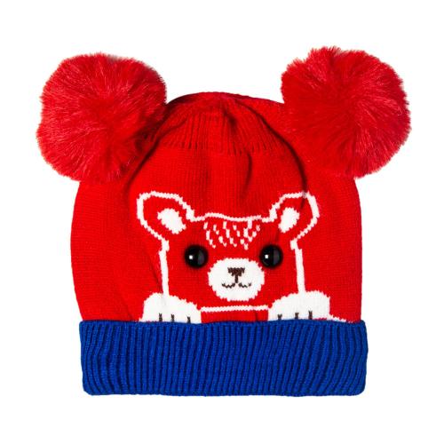 Buy Baby Moo Red, Blue Knit Woollen Cap Pom Pom Bear Online at Best ...
