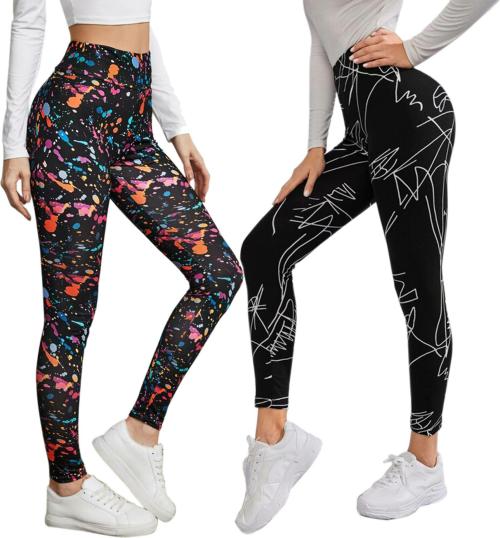 Buy ALISBA Women Multicolor Printed Lycra Blend High Rise Jeggings (M ...