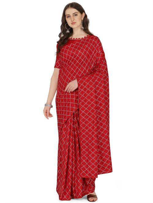 Buy Kavindi fab Embellished Bollywood Silk Blend Saree (Red) Online at ...