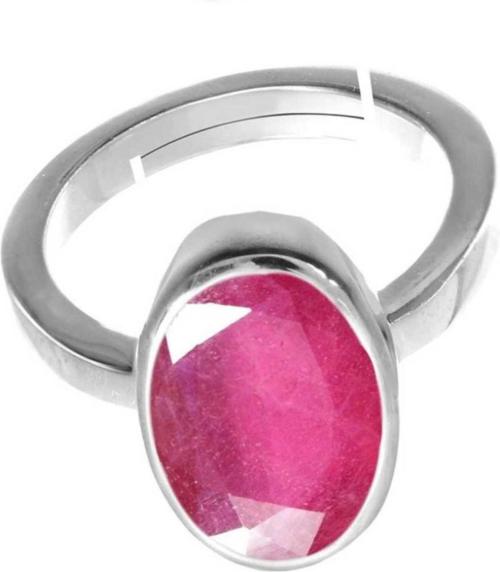 Buy Chopra Gems & Jewellery Silver Plated Brass Burma Ruby Manik Stone Ring (Men and Women ...