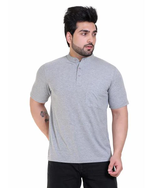 Buy Axys Men's Solid Henley Neck T-Shirt (Grey) Online at Best Prices ...