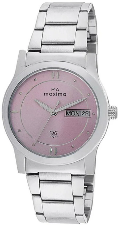Buy Maxima Analog Pink Dial Silver Strap Watch For Women (38303CMLI ...