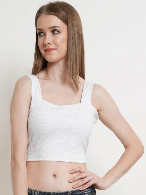 Buy Popwings Casual Sleeveless Strap White Women Crop Tops ! White ...
