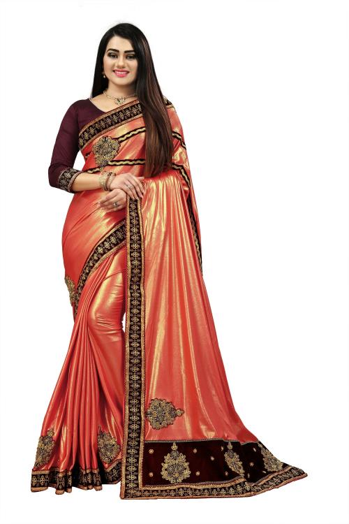 Buy N V Patel Women Pink Embroidered Silk Blend Bollywood Saree Online ...