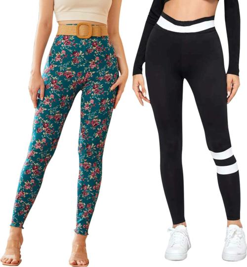 Buy ALISBA Women Multicolor Floral Lycra Blend High Rise Jeggings (XS ...