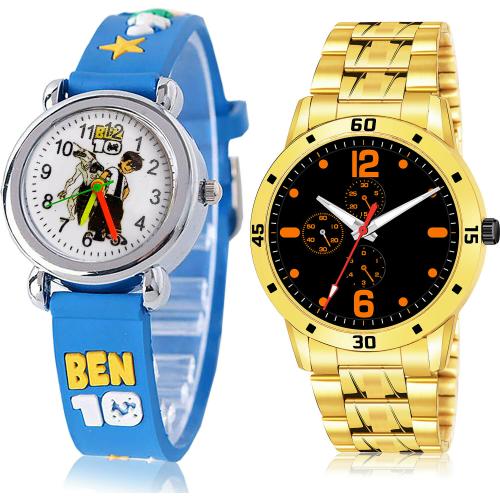Buy NIKOLA New Style Ben 10 Kids And Gold Chain Blue And Gold Colour ...