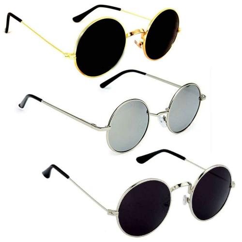 Buy Phenomenal Round Unisex Sunglasses (Black, Silver) (Men & Women ...