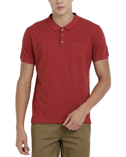 Buy t-base Half Sleeve Cotton Melange Solid Polo Neck T-Shirt For Men - Brick Red Online at Best ...