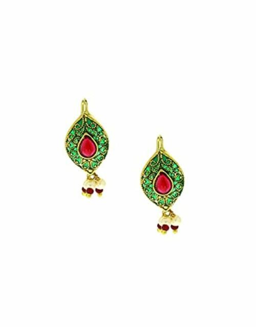 Buy Anuradha Art Jewellery Gold Plated Marathi Bugadi Clip-On Earrings Red and Green (Women ...