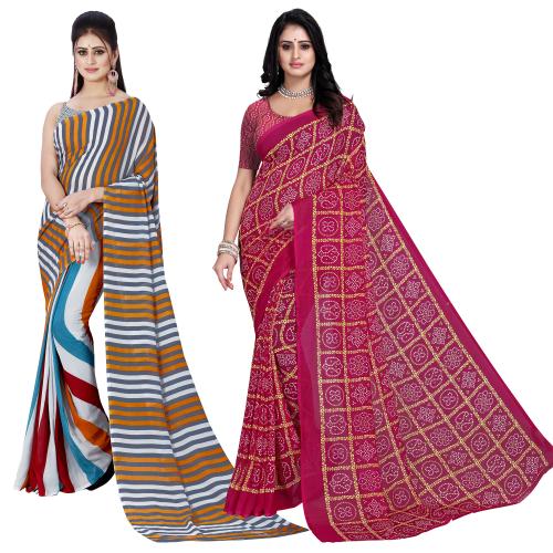 Buy Anand Women Multicolor1 Self Design Pattern Georgette Pack of 2 ...