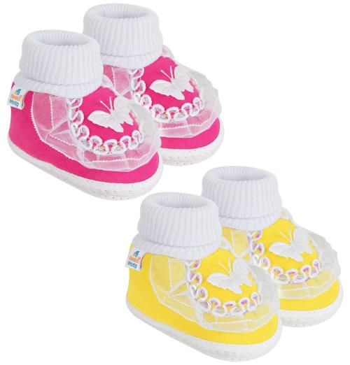 Buy Neska Moda 0 To 3 Months Set of 2 Pair Butterfly Frill Baby Booties ...