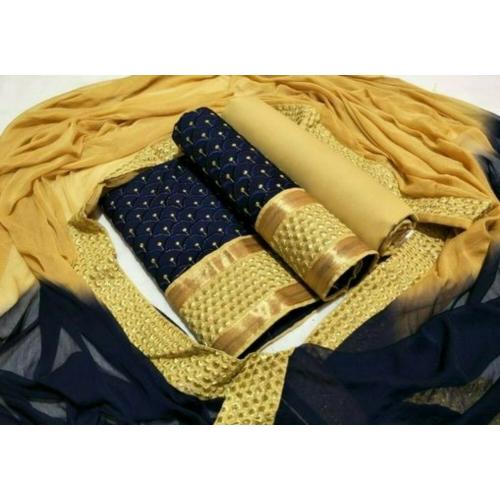 Buy GURHAL Embroidered Cotton Unstitched Dress Material Cream Online at ...