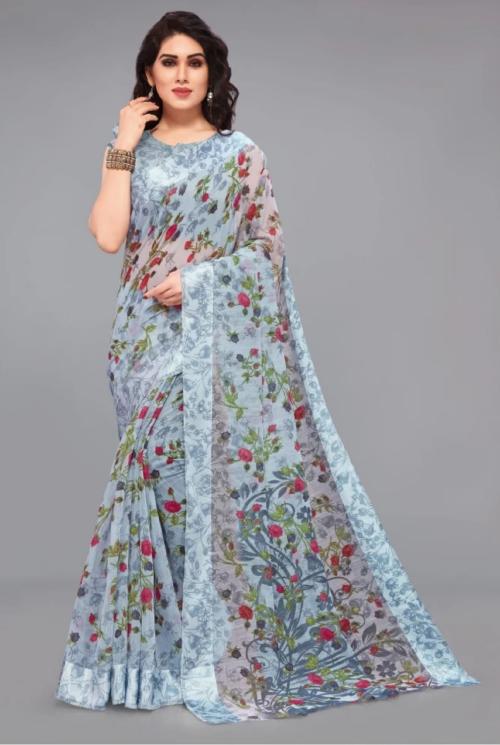 Buy S DREEV CREATION PRESENTS LIGHT BLUE SATTON COTTON PRINTED DAILY ...