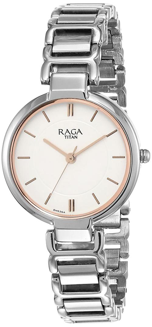 Buy Titan Analog Dial White Band Silver Raga Viva Watch-Nl2608Sm01 For ...