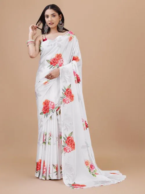 Buy JS Clothing Mart Whiterose Ombre Ethnic Digital Print Silk Aliya Bhatt Rocky Aur Rani ki ...