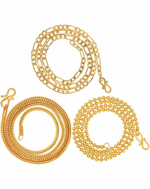 Buy VITA BELLA Gold Plated Brass Chain Set (Unisex) (Pack of 3) Online ...
