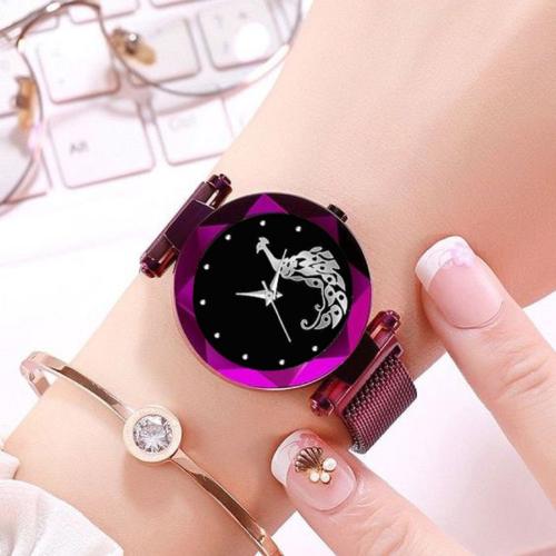 Buy stojira New Stylish Looking purple peacock Magnet Buckle Starry sky ...