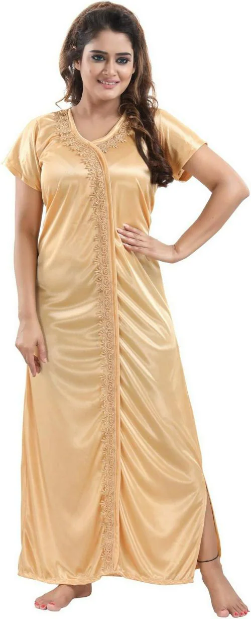 Buy Life-Tale Women Beige Lace Satin Nighty Online at Best Prices in ...