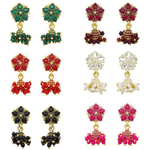 Buy Fresh Vibes Traditional Jhumka Earrings for Women Combo (Set of 6 ...