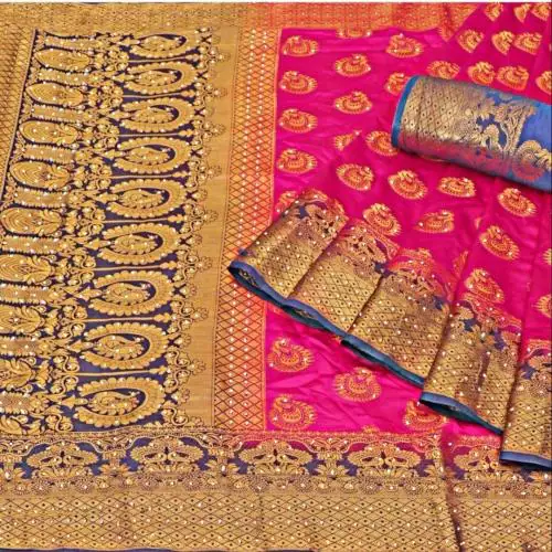 Buy Mansh the stylo..Women Pink, Dark Blue Woven, Self Design Jacquard ...