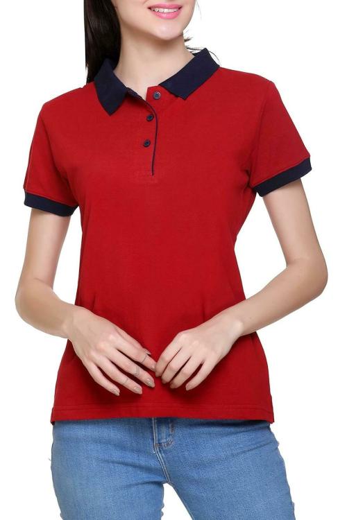 Buy Colors and Blends Women Maroon Solid Standard Length Polos Online at Best Prices in India ...