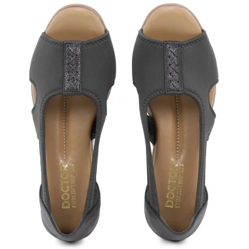 Buy DOCTOR EXTRA SOFT Women's Black Ortho Sandals Orthopaedic Diabetic ...