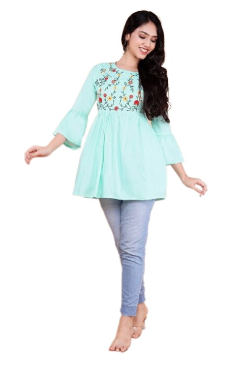 Buy SAMSIDDHI Womens Rayon Embroidered Western Top | Western Kurta ...