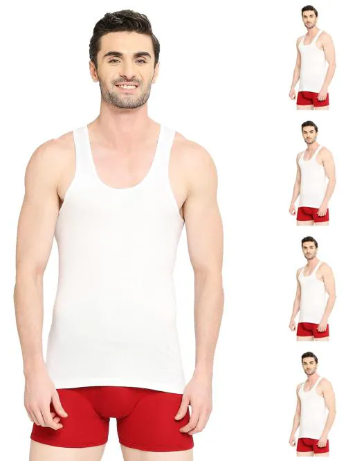 Buy VIP Supreme Men's 100% Cotton White Vest | Moisture Absorbent Inner ...