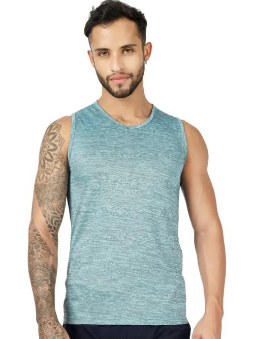 Buy BlueFicus Green Milange Printed Cotton Fabric Vest Sando for Men ...