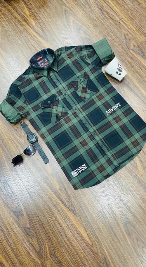 Buy The Hell Driver Men Checkered Casual Green Color Check Shirt For ...