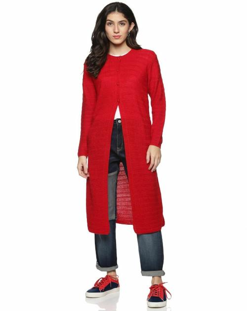 Buy CLAPTON Casual Acrylic Blend Round Neck Full Sleeve Button Extra ...