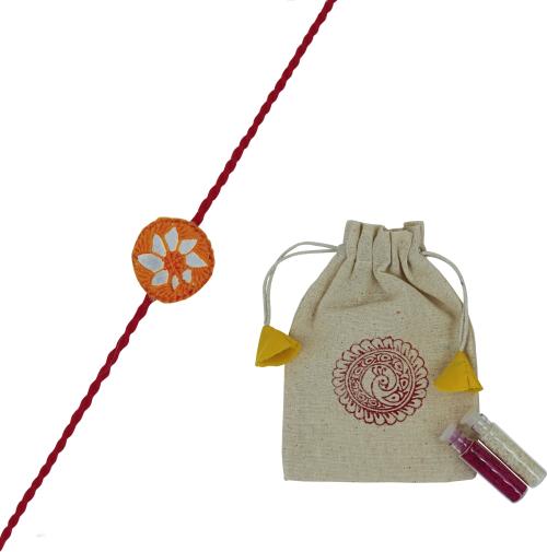 Buy Prapti Handicrafts Hand Embroidered Fabric Rakhi(orange) Online at ...