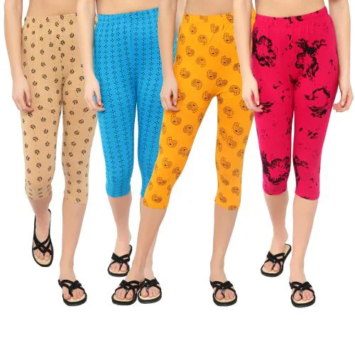 Buy EHA Capri for Women | Printed Capri for Girls | 3/4th Pants for Women | Cotton Lycra Capri ...
