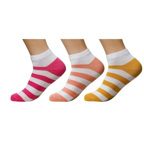 Buy JOSHWA Women Pink, Orange And Yellow Pure Cotton Shoe Liner Socks ...